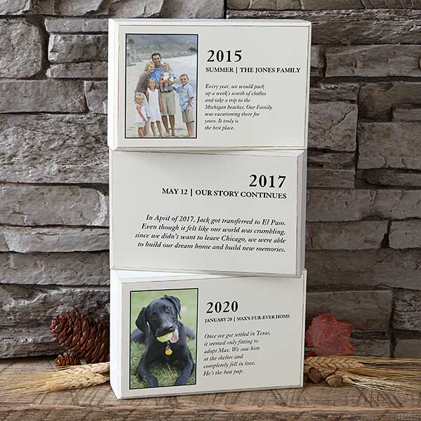 Family Story Personalized Shelf Blocks with Photo