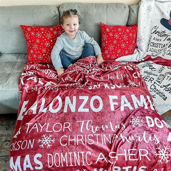 Snowflake Family Personalized Christmas 50x60 Plush Fleece Blanket