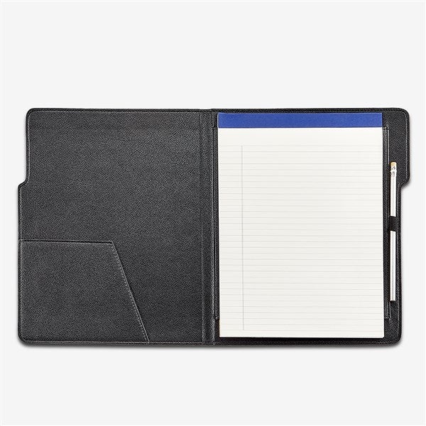 Premium Debossed Leather Padfolio - Black