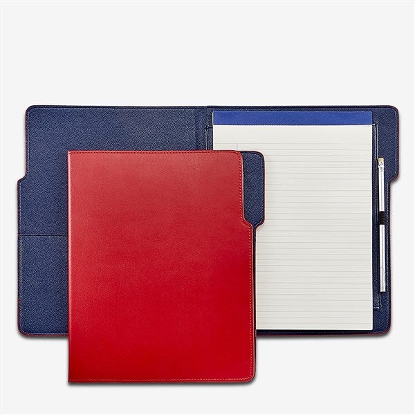 Premium Debossed Leather Padfolio - Red