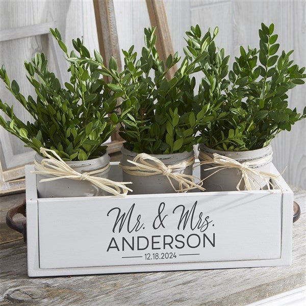 Stamped Elegance Personalized Wedding Decorative Wood Entry Table Box