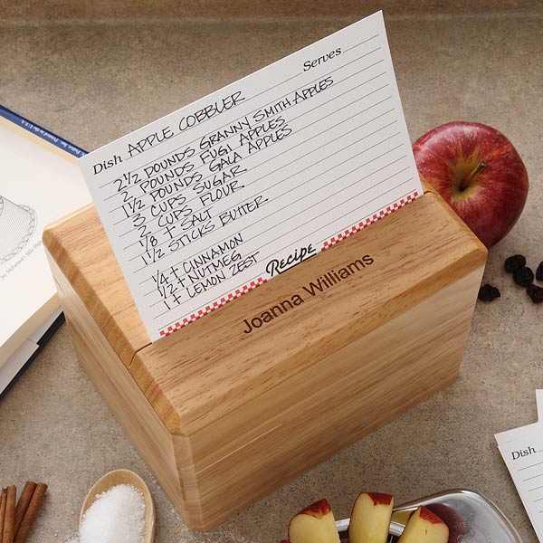 Engraved Wooden Recipe Box - From the Kitchen of Design