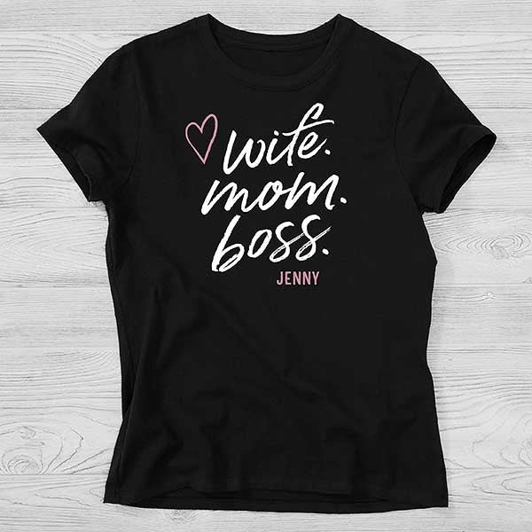 Wife Mom Boss Personalized Hanes Ladies Fitted Tee