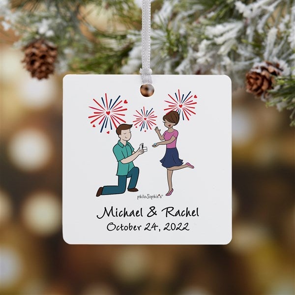 Fireworks Engagement philoSophie's Personalized Ornaments - 1 Sided Metal