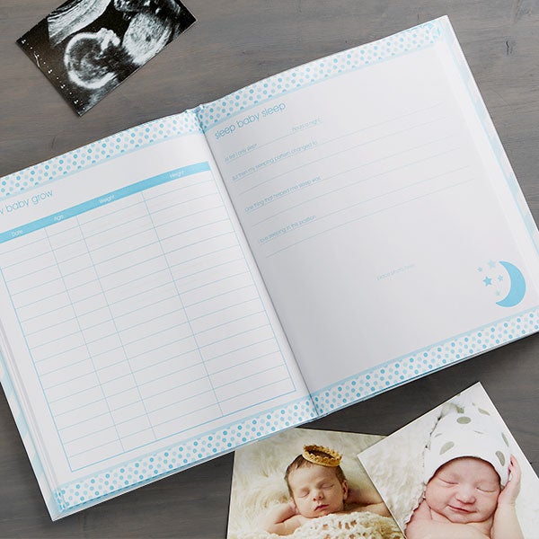 Blue Chevron Personalized Baby Book