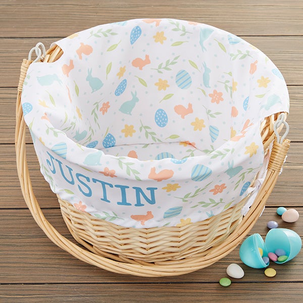 Colorful Easter Pattern Personalized Easter Basket With Folding Handle