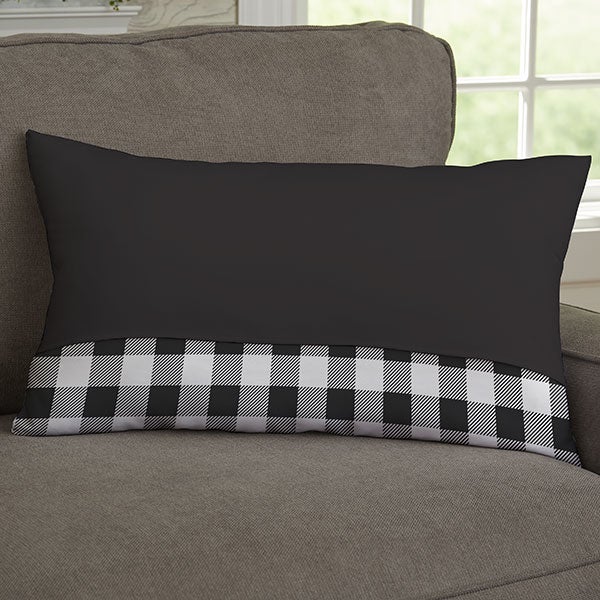 Black & White Buffalo Check Personalized Lumbar Throw Pillow