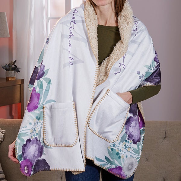 Floral Love For Grandma Personalized Cuddle Wrap