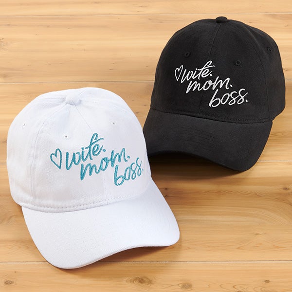 Wife. Mom. Boss. Personalized Baseball Caps