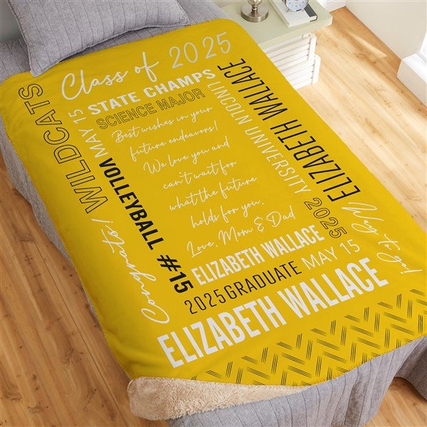 All About The Grad Personalized Graduation 50x60 Plush Fleece Blanket