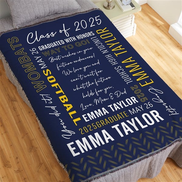 All About The Grad Personalized Graduation Blankets