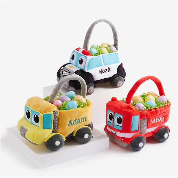 Police Car Embroidered Plush Easter Basket