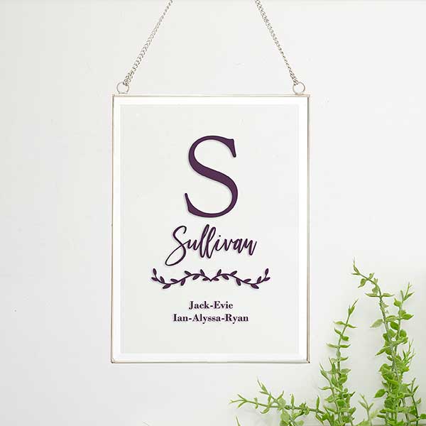 Family Initial Personalized Hanging Glass Wall Decor