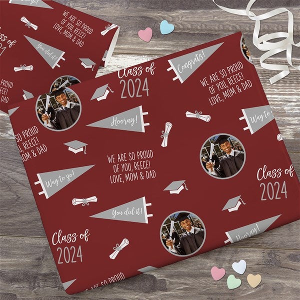 Graduation Pennant Personalized Photo Wrapping Paper Roll