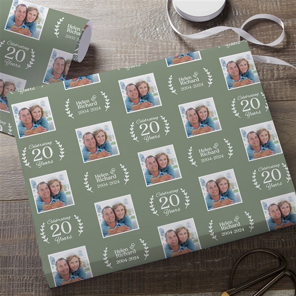Laurel Anniversary Personalized Photo Wrapping Paper Roll