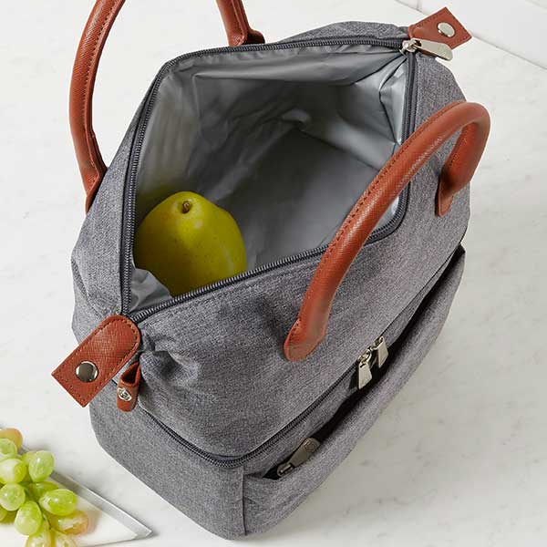 Heathered Gray Embroidered Personalized Lunch Bag