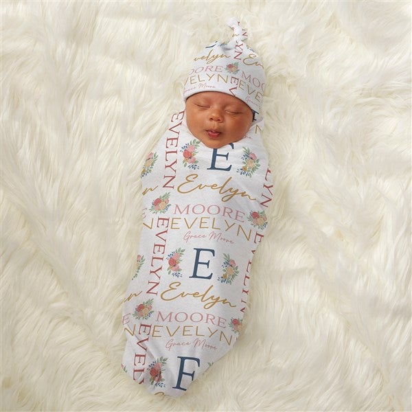 Blooming Baby Girl Personalized Receiving Blanket
