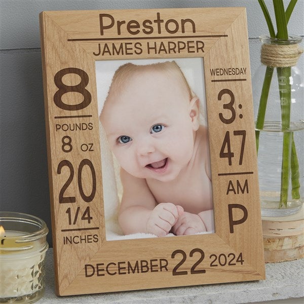 Baby Birth Information Personalized Picture Frame - 4x6 Vertical