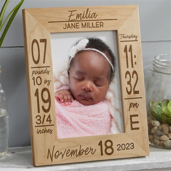 Baby Birth Information Personalized Picture Frame - 5x7 Vertical