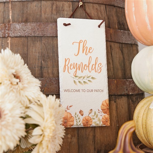 Seasonally Script Personalized Fall Slate Plaque