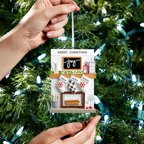Fireplace Stockings Personalized Family Ornament - 3 Names