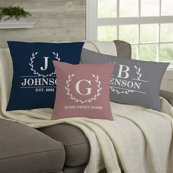Laurel Wreath Personalized Initial Throw Pillows