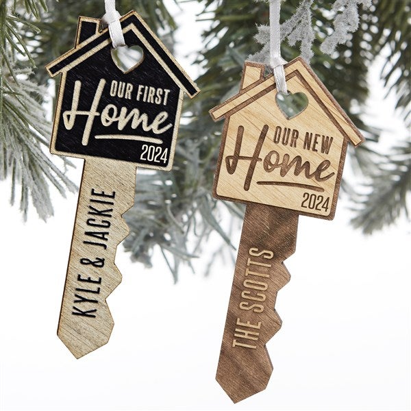 Our New Home Personalized Natural Wood Key Ornament