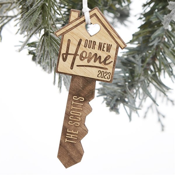 Our New Home Personalized Natural Wood Key Ornament