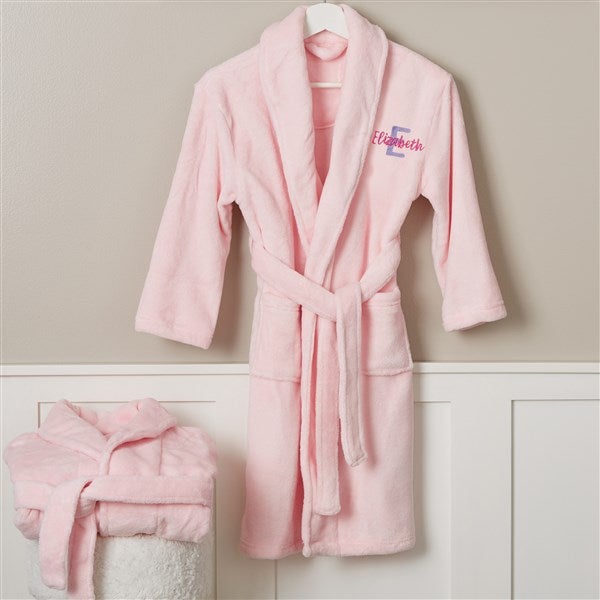 Playful Name Embroidered Kids Pink Fleece Robe