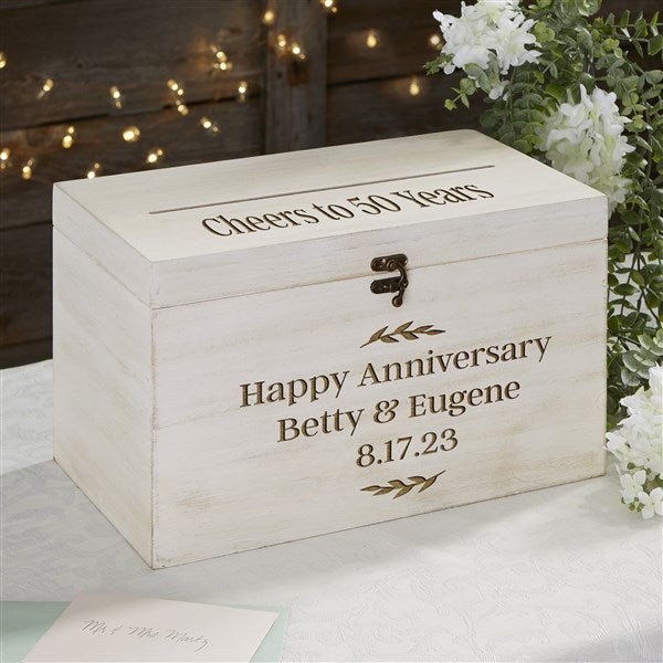 Personalized Anniversary Wood Keepsake Card Box