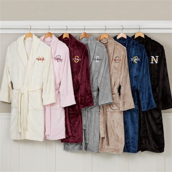 Playful Name Embroidered Fleece Robe - Pink