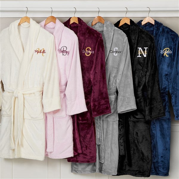 Playful Name Embroidered Fleece Robe - Pink