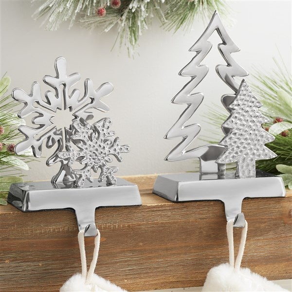 Christmas Snowflake Silver Stocking Holder