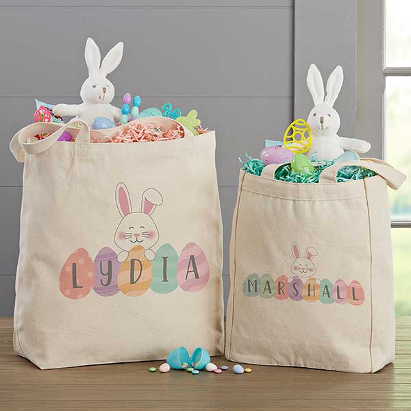 Happy Easter Eggs Personalized 20x15 Canvas Tote Bag