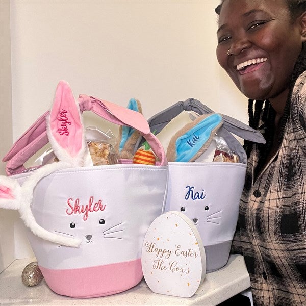 Speckled Personalized Wooden Bunny Shelf Decoration