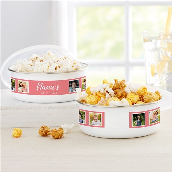 Photo Collage Personalized Enamel Bowl with Lid
