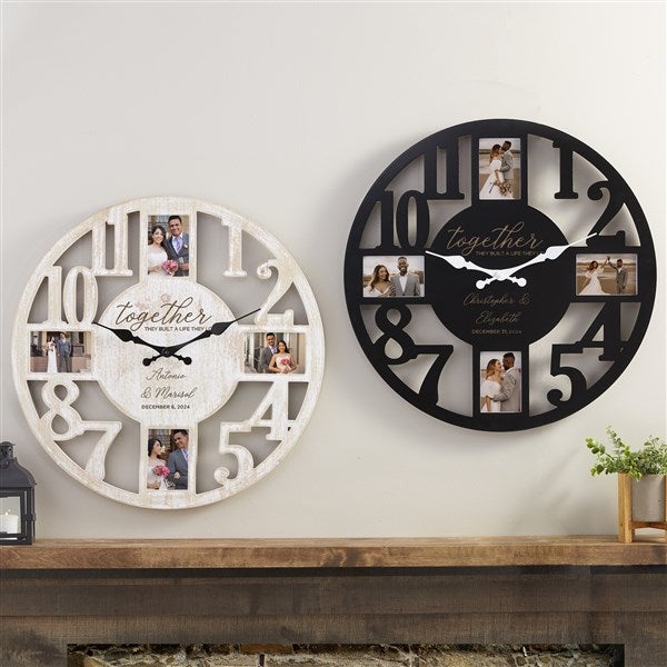Together They Built Personalized Picture Frame Wall Clock - Black