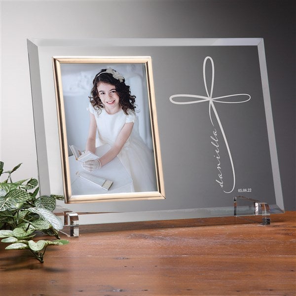 Holy Name Personalized First Communion Glass Frame