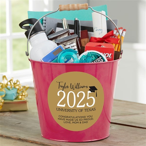Classic Graduation Personalized Tin Bucket - Turquoise