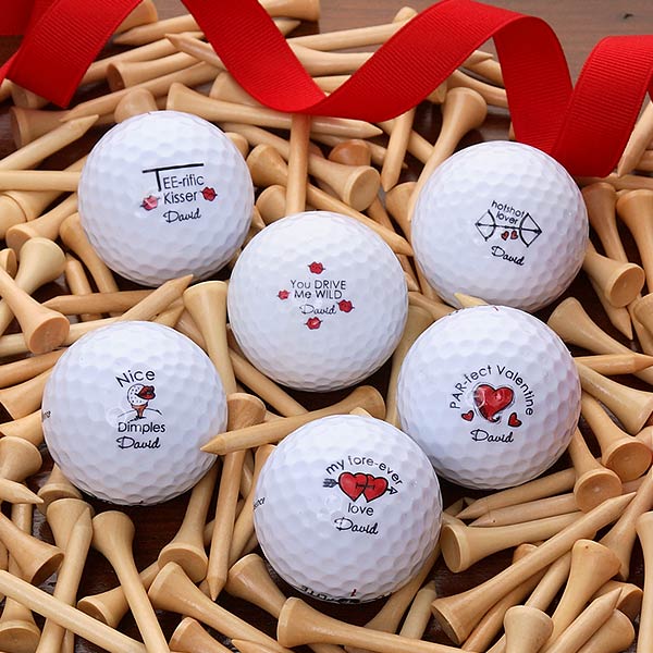 Personalized Golf Ball Set - Valentine's Day Designs
