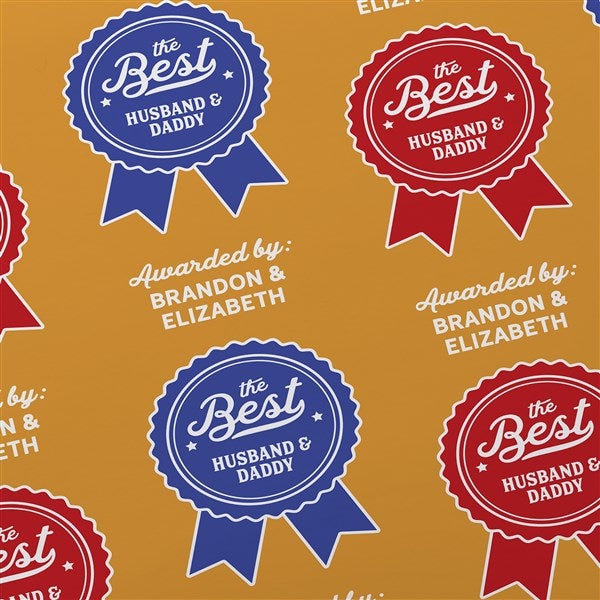 Best Dad Ribbon Personalized Wrapping Paper Sheets - Set of 3