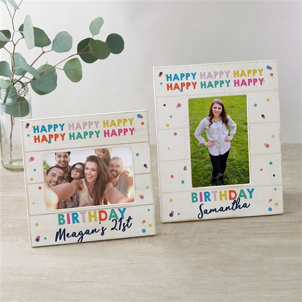 Happy Happy Birthday Personalized Shiplap Frame - 4x6 Horizontal