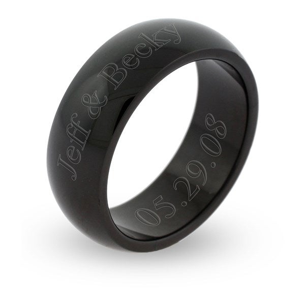Men's Engraved Black Plate Stainless Steel Band