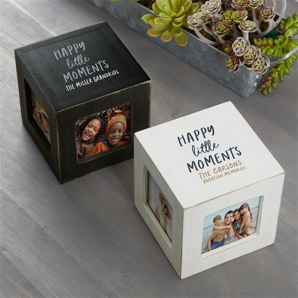 Personalized Photo Cubes - Happy Little Moments - White