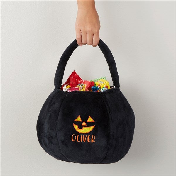 Jack-o'-Lantern Embroidered Plush Halloween Treat Bag