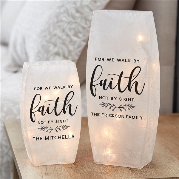 We Walk in Faith Personalized Small Frosted Tabletop Light