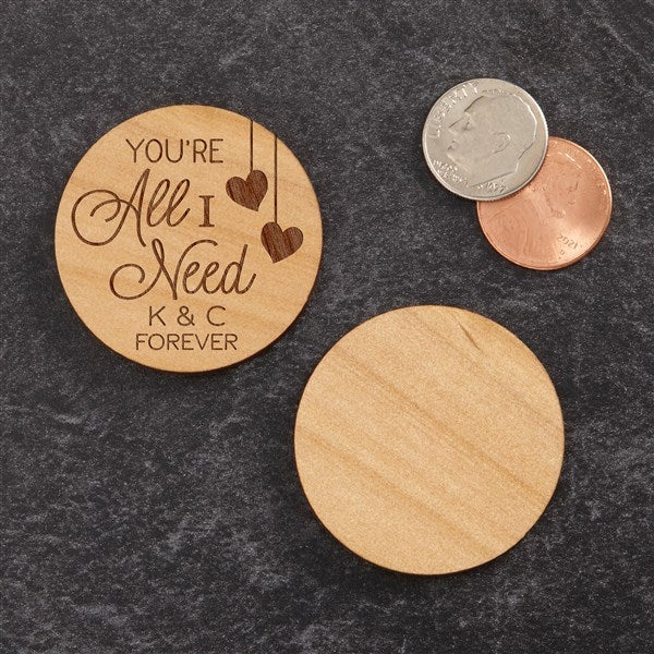 You're All I Need Personalized Wood Pocket Token - Natural Wood