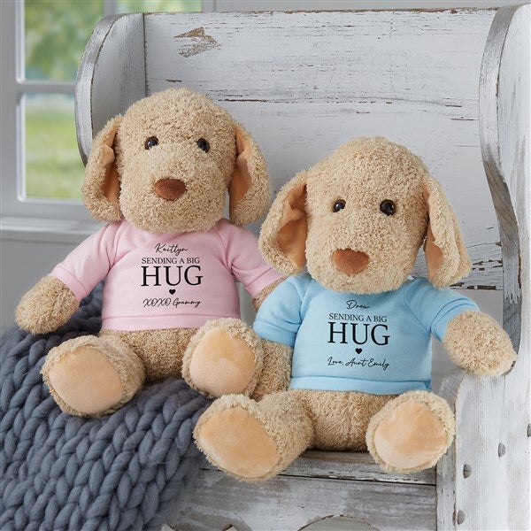 Sending Hugs Personalized Plush Dog Stuffed Animal - Pink