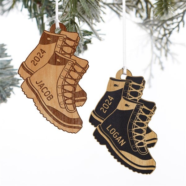 Hiking Boots Personalized Wood Ornament