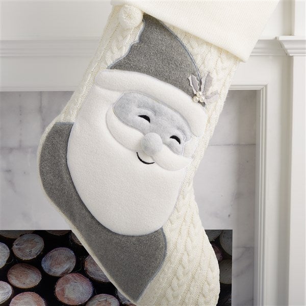 Winter Bliss Embroidered Santa Christmas Stocking